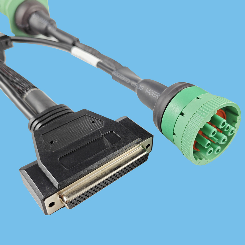 The cable is 9-pin J1939 with one split two male and female connectors ...